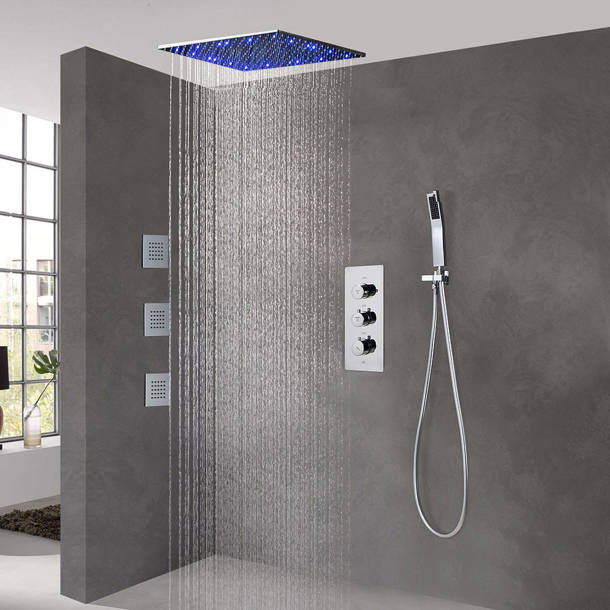 Bathselect Rain Fixed Shower Head 2 5 Gpm Gpm With Temperature Based